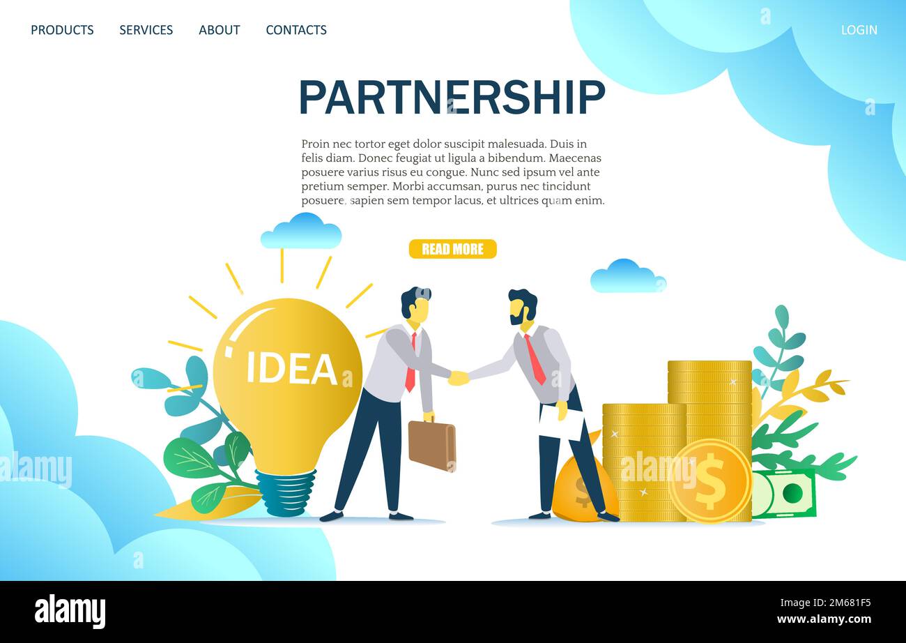 Partnership vector website template, web page and landing page design ...