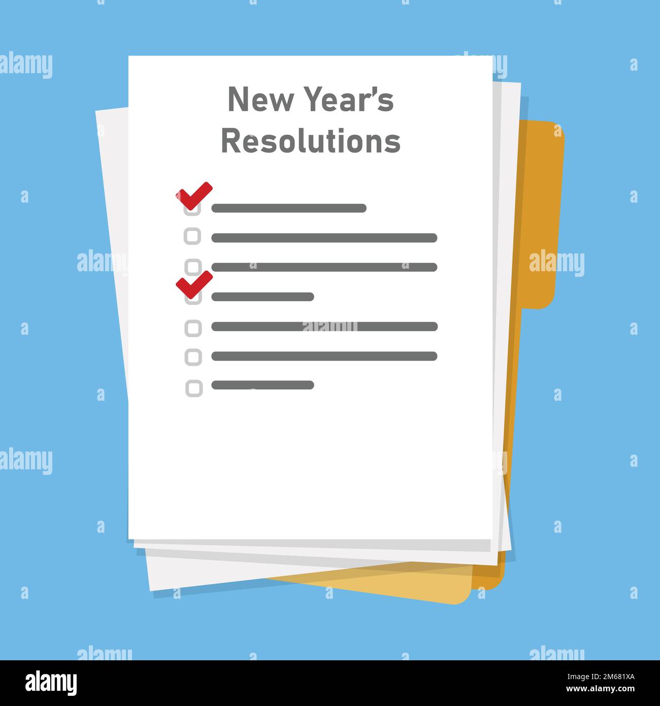 New years resolutions check list goals plan check mark illustration ...