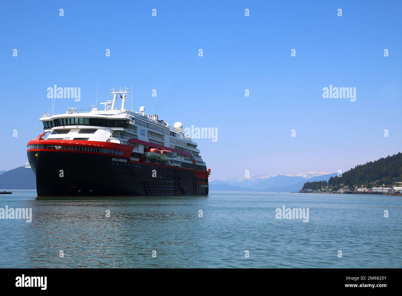 MS Roald Amundsen anchored off the coast of the small community of Wrangell, Alaska Stock Photo ...