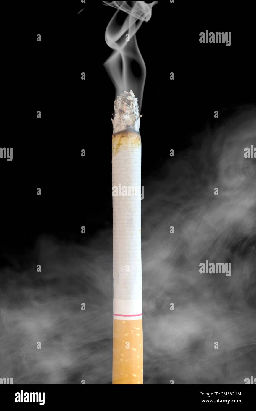 an isolated standing cigarette with smoke Stock Photo - Alamy