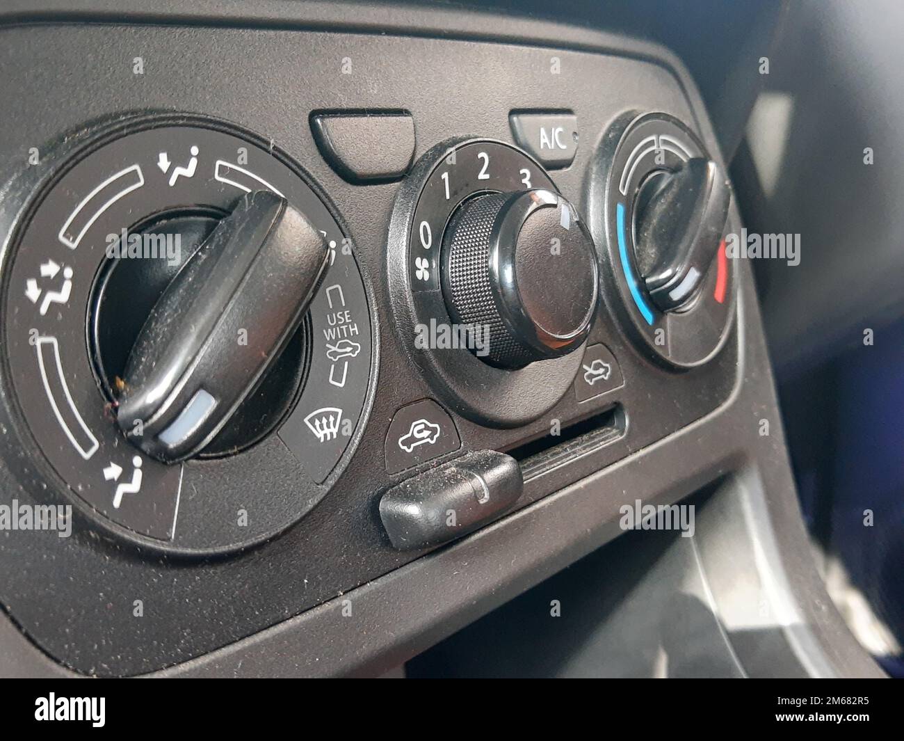 Close up Instrument automobile panel with climat control view with air ...