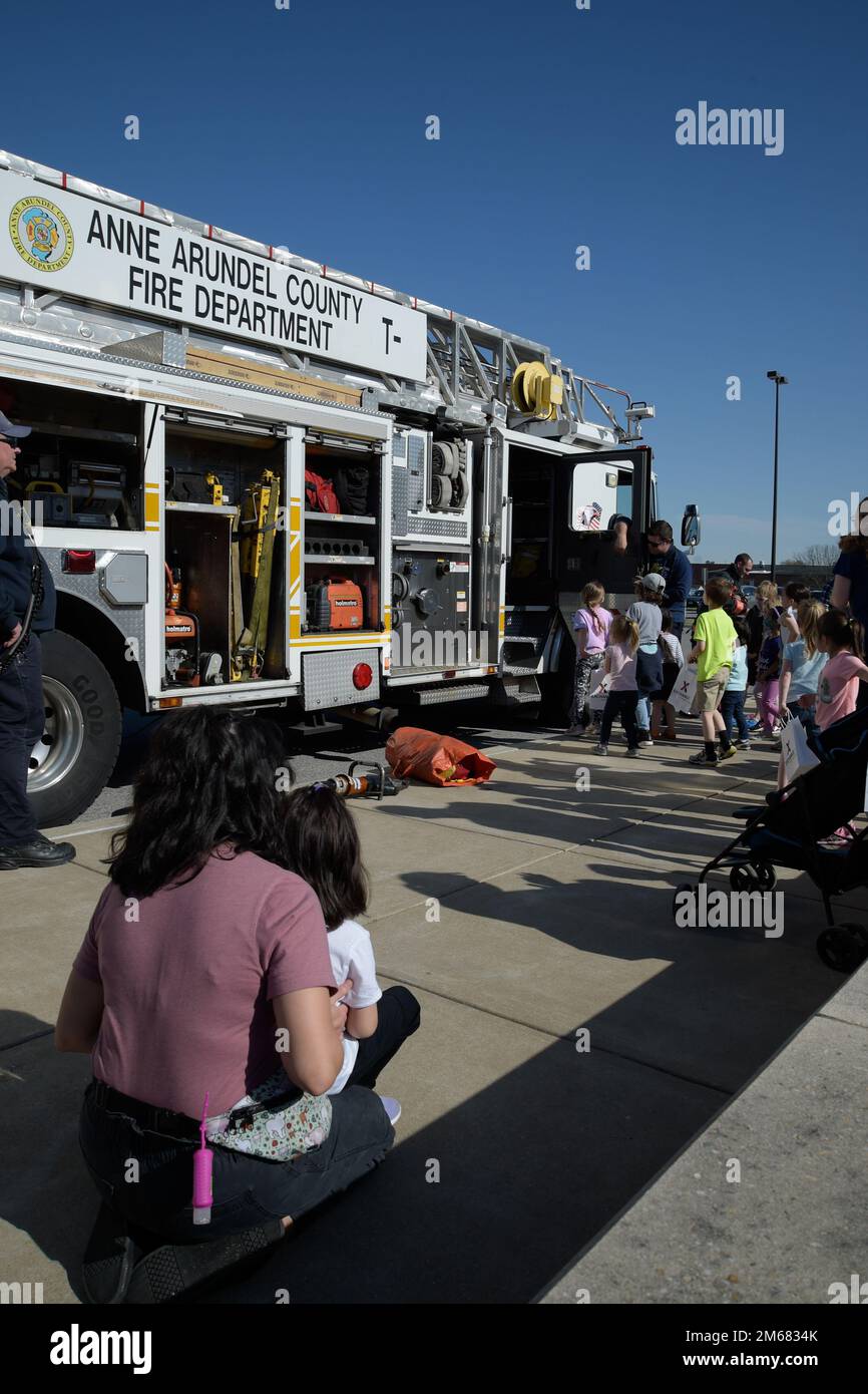 Members of the Fort George G. Meade Fire Department Truck 45 team ...
