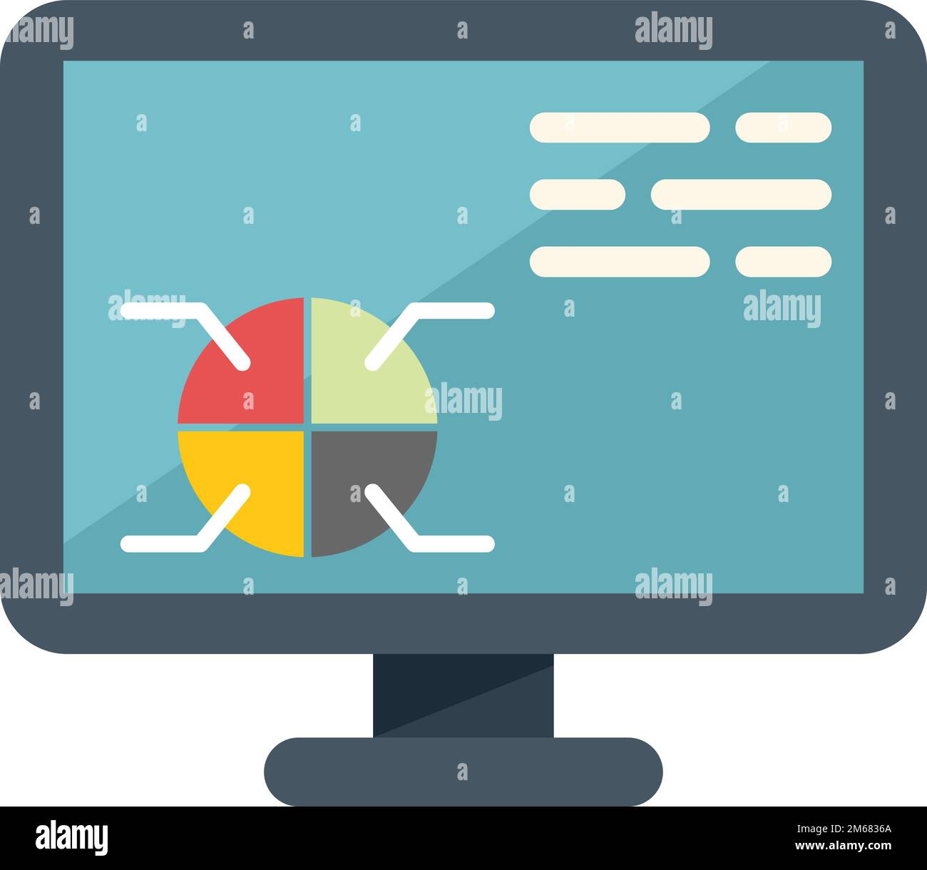 Computer report icon flat vector. Business analysis. Graphic chart ...