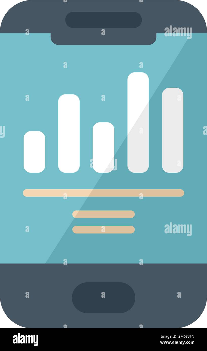 Smartphone report icon flat vector. Graphic chart. Data market isolated ...