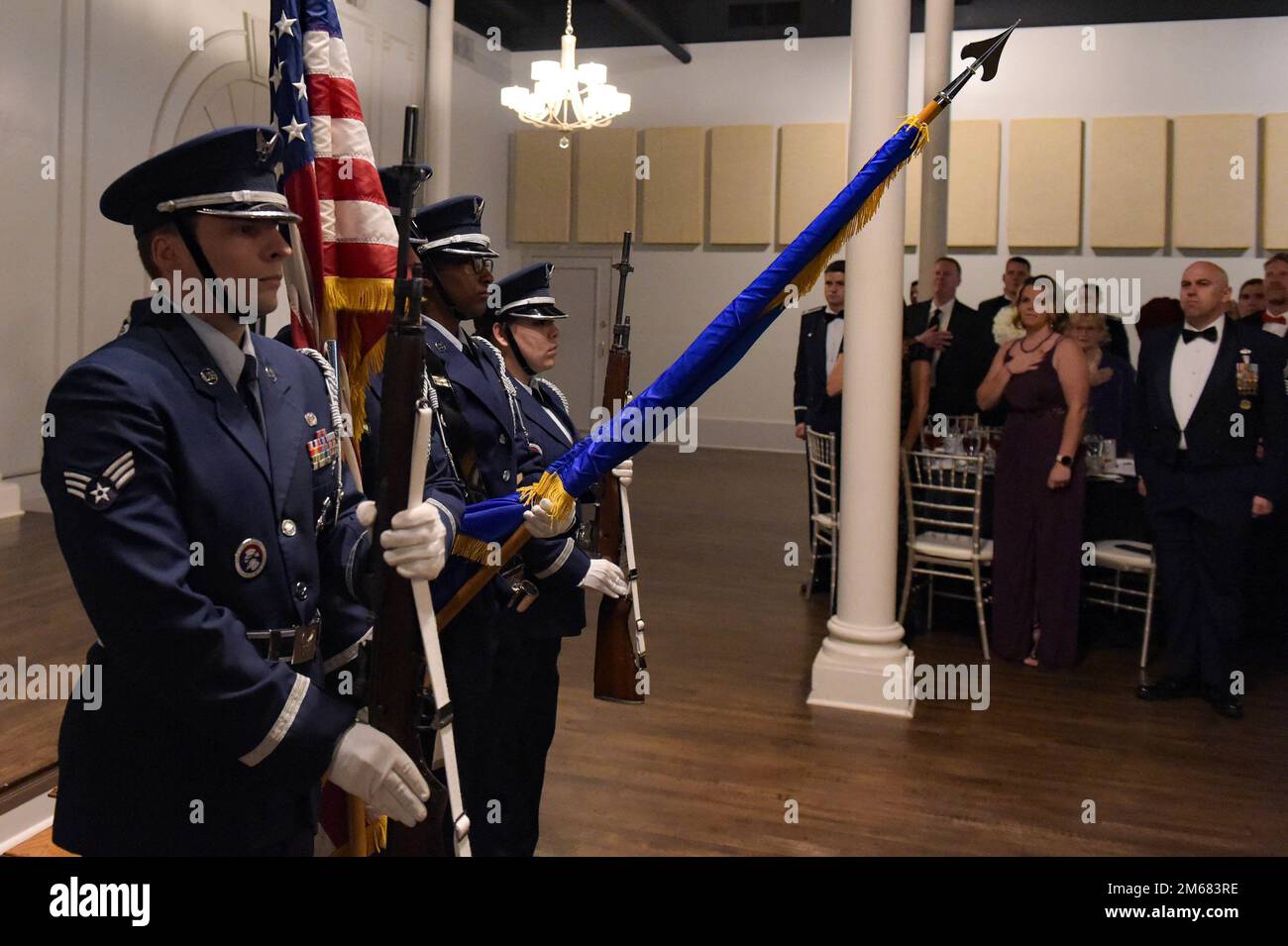 U.S. Air Force Airmen with the Moody Air Force Base Honor Guard present ...