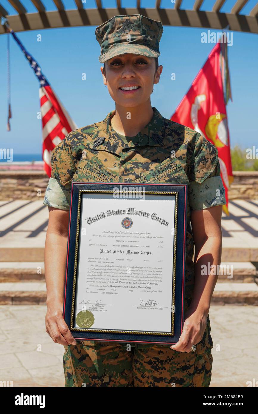 U.S. Marine Corps Master Gunnery Sergeant Felicia Contreras, an ...