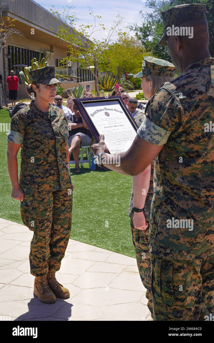 U.S. Marine Corps Master Sgt. Felicia Contreras, an operations chief with Combat Logistics ...