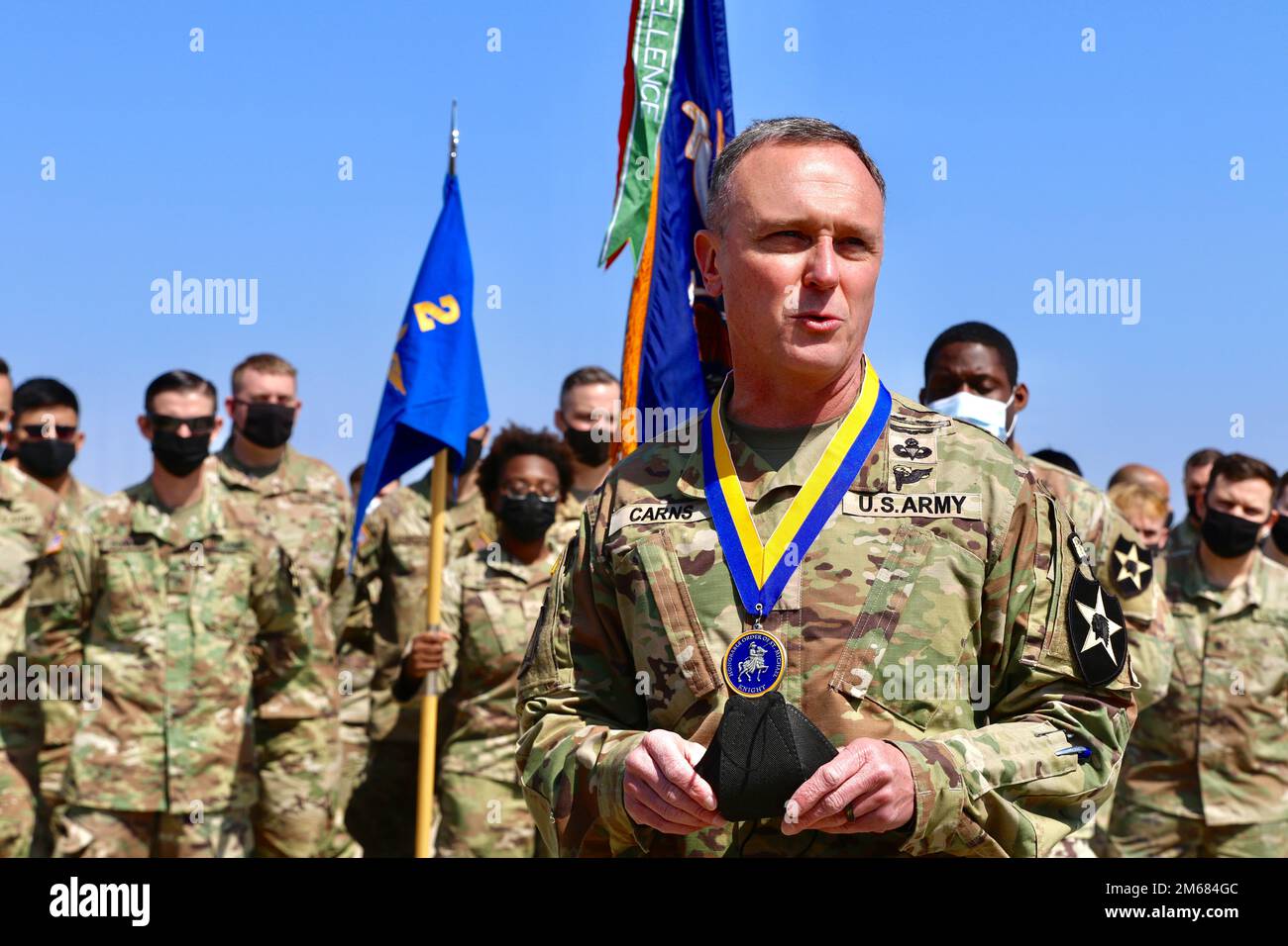 Command Sgt. Maj. Shawn F. Carns speaks to the Soldiers of 4-2 Attack ...