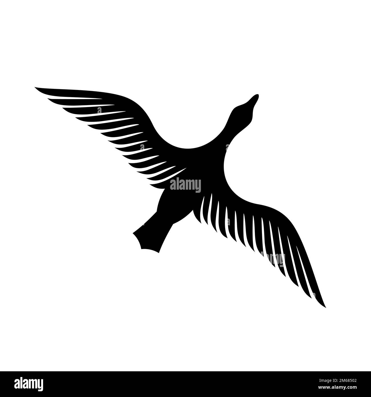 Silhouette of a goose. Elegant vector logo and symbol of the noble bird ...
