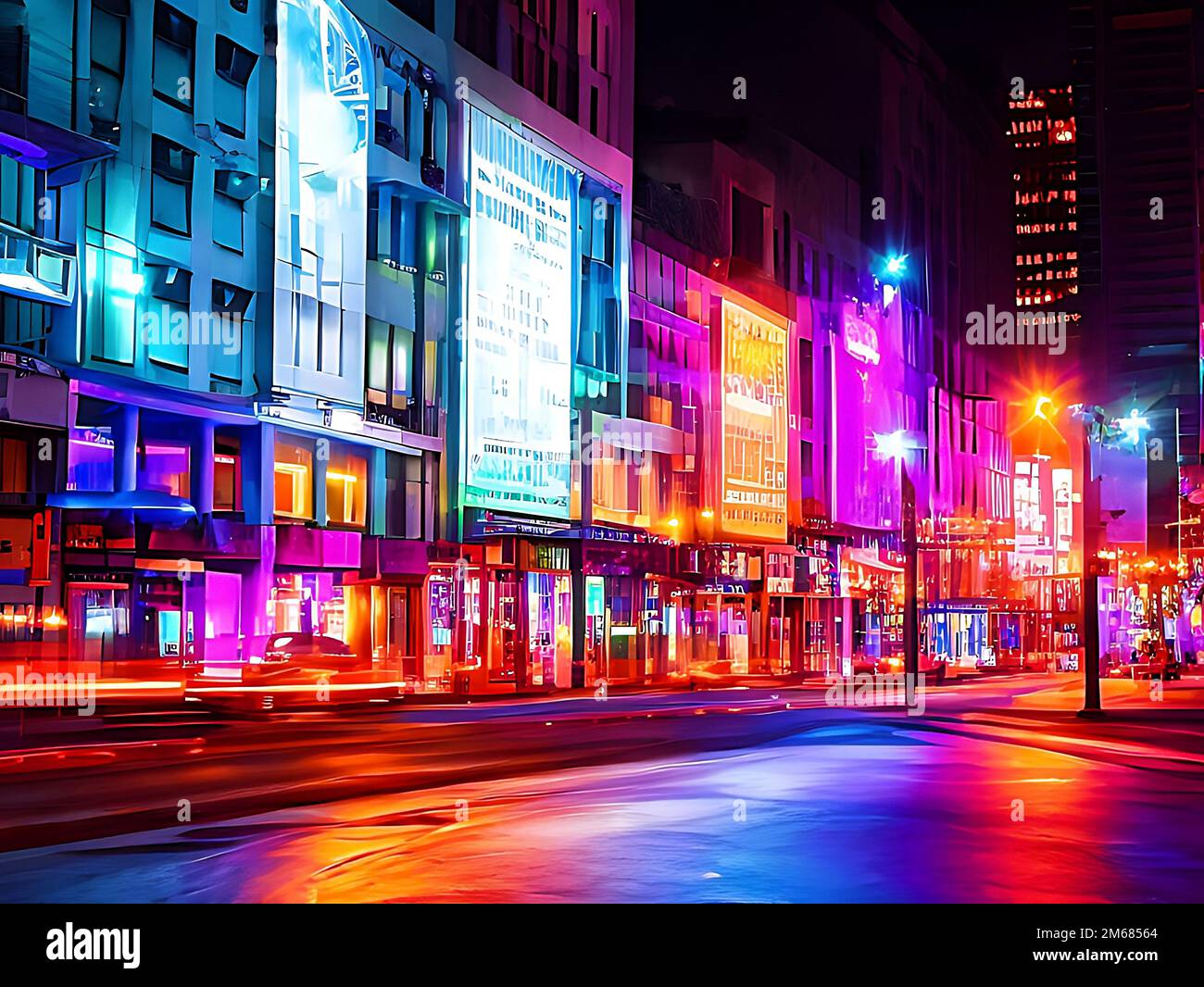 Night city in neon & night sky (lights Stock Photo - Alamy