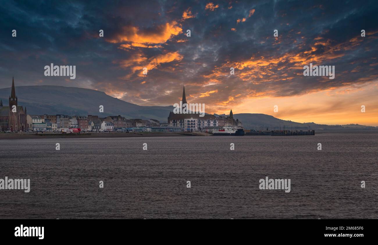 The town of Largs set on the Firth of Clyde on the West Coast of Scotland. Looking from the ...