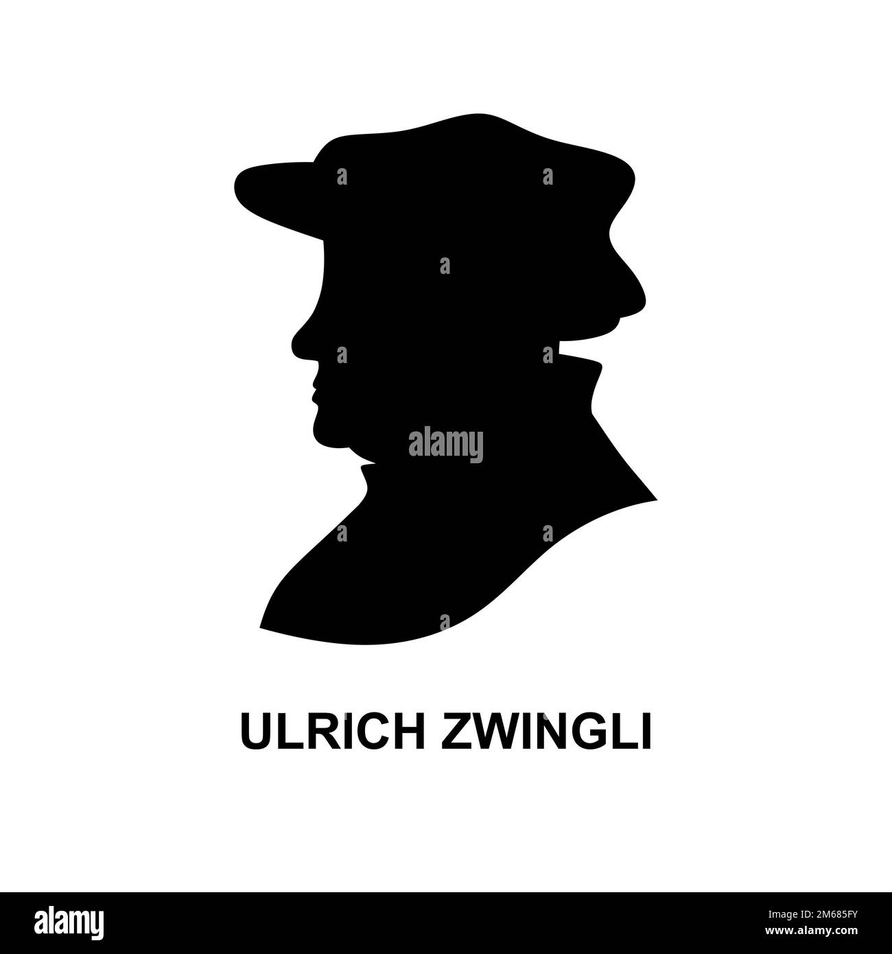 Silhouette of the Christian reformer and theologian Ulrich Zwingli ...