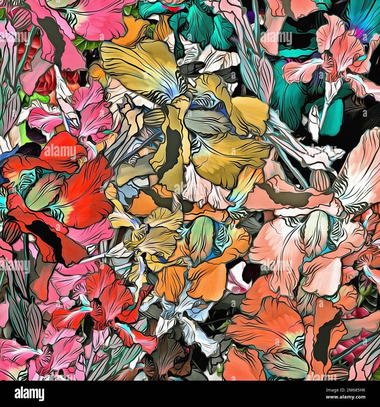 Computer graphics of abstract floral psychedelic background stylization ...