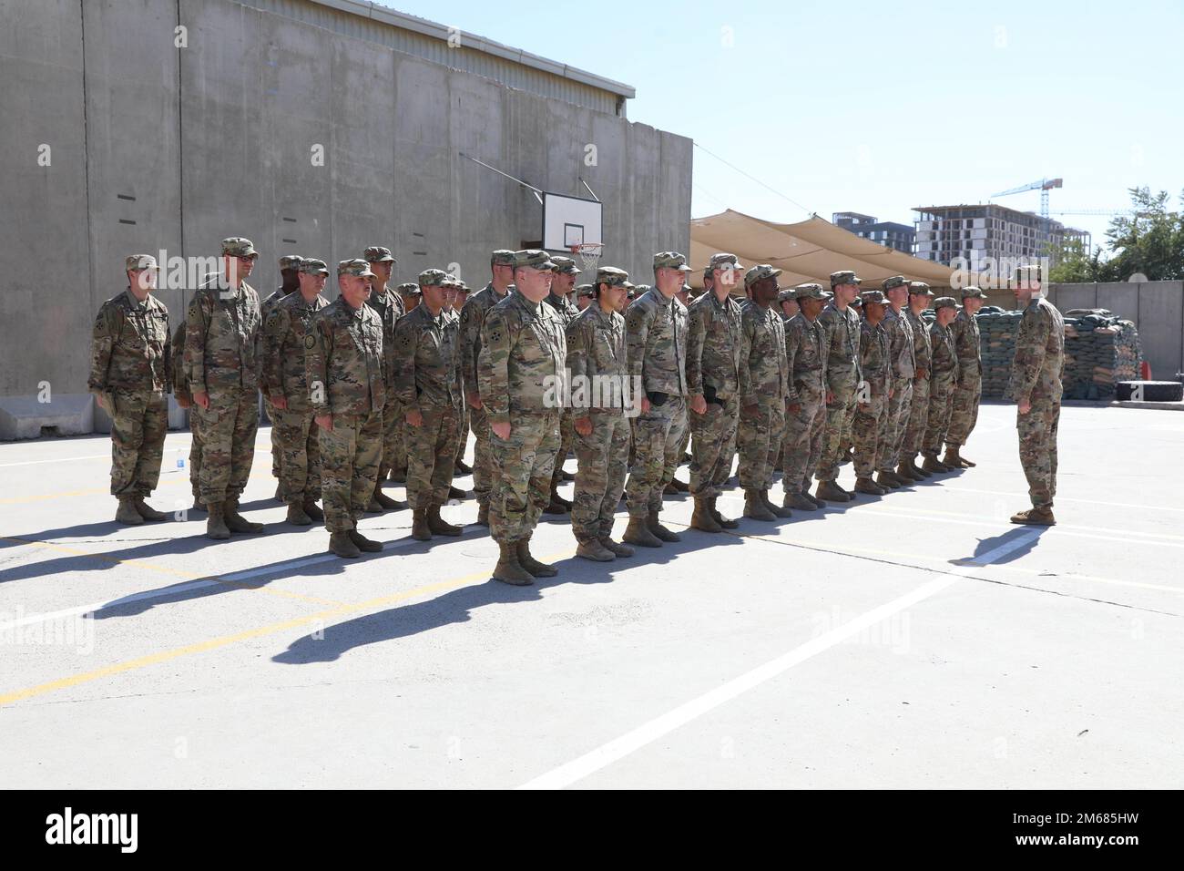 U.S. Soldiers stand at the position of attention as they prepare to ...
