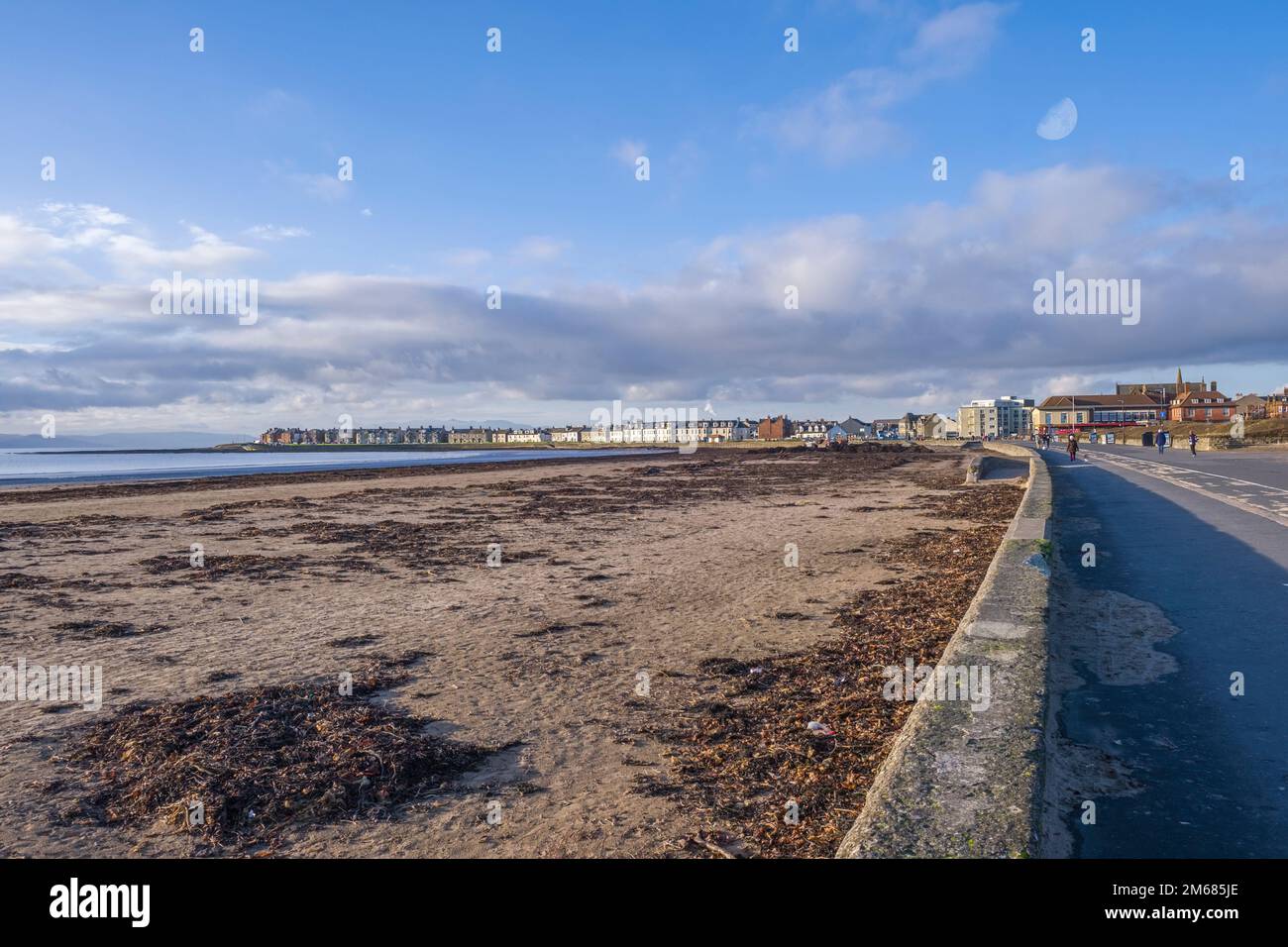 Troon from the Bay Shore Line looking over the sand towards the town ...