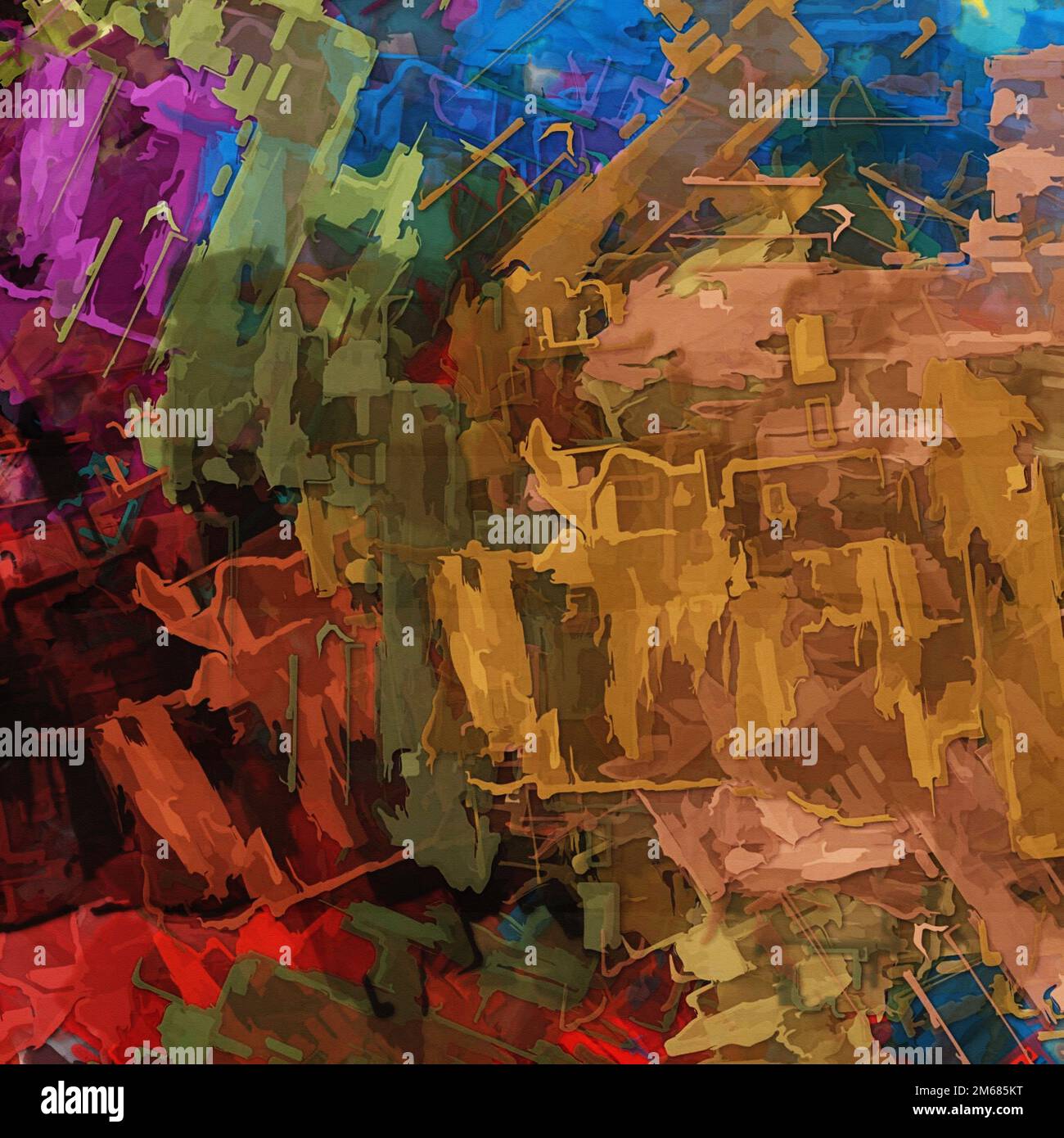 abstract psychedelic background from color chaotic blurred stains brush ...