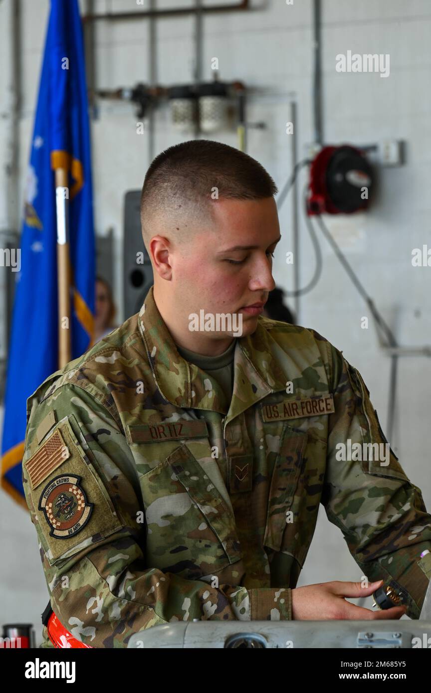 U.S. Air Force Senior Airman Nathan Ortiz, weapons load crew member ...