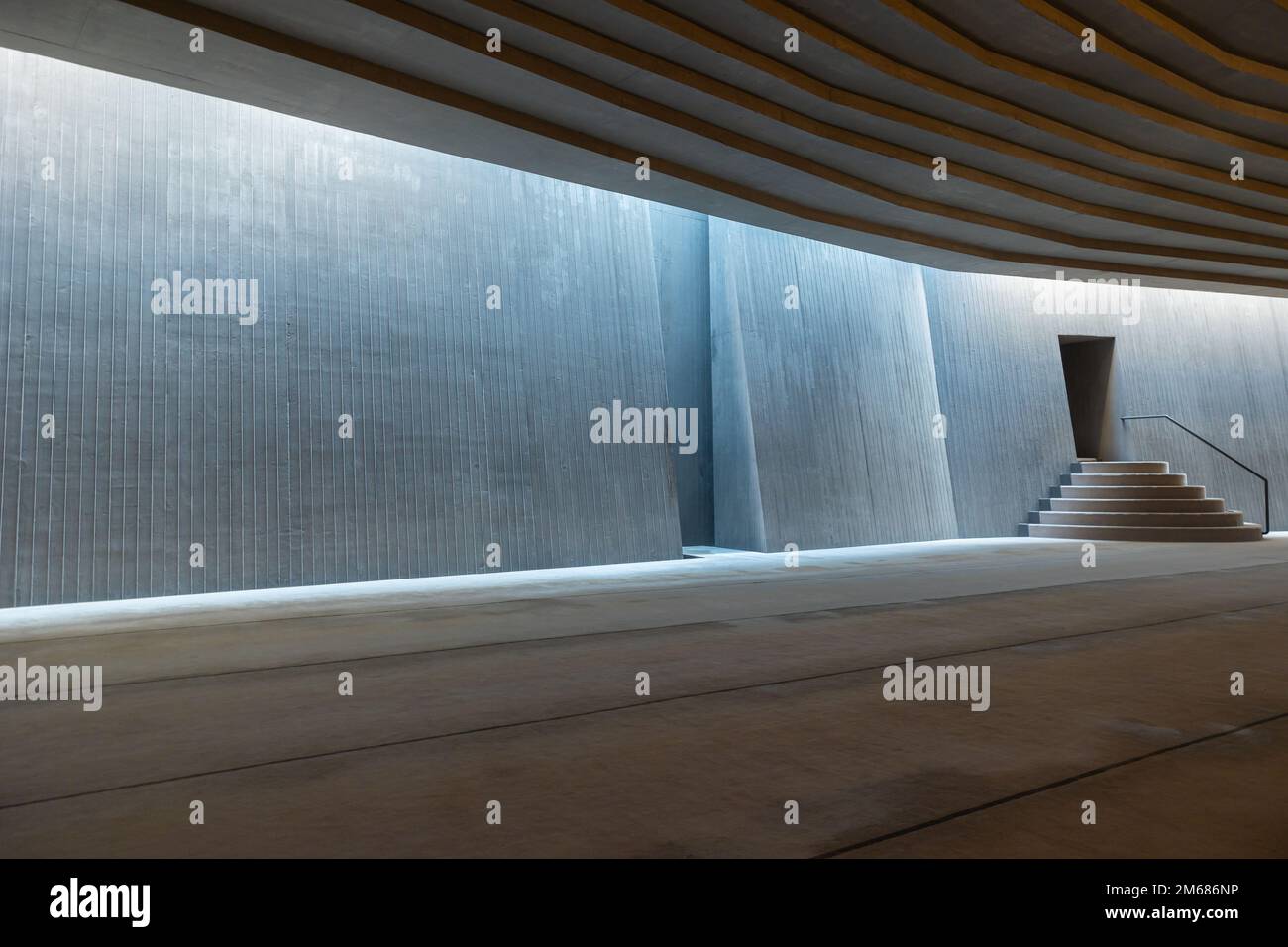 Modern mosque architecture. Minimalist design of minbar and mihrab of a ...