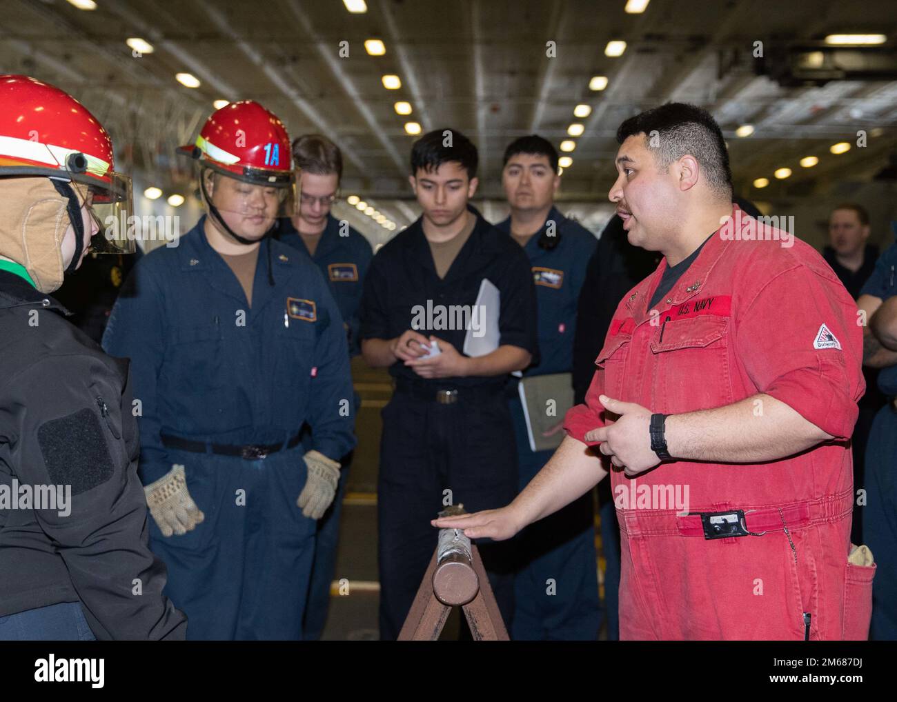 Damage Controlman 3rd Class Francisco Ruiz, from San Diego, assigned to ...