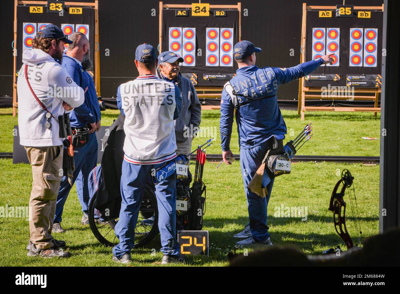 Team U.S. athletes get together before an archery competition for the ...