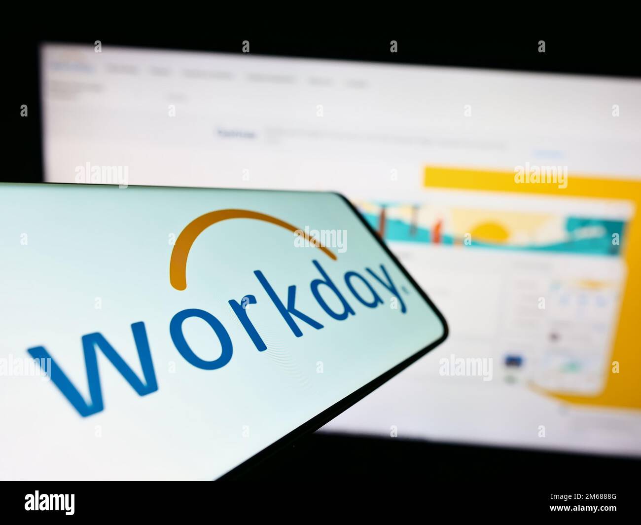 Smartphone with logo of American software company Workday Inc. on ...