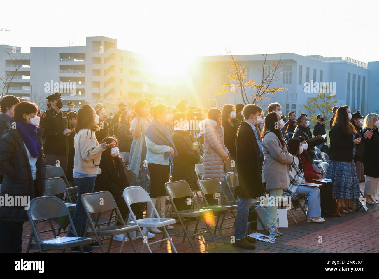The sunrises on the U.S. Army Garrison Humphreys community during the ...