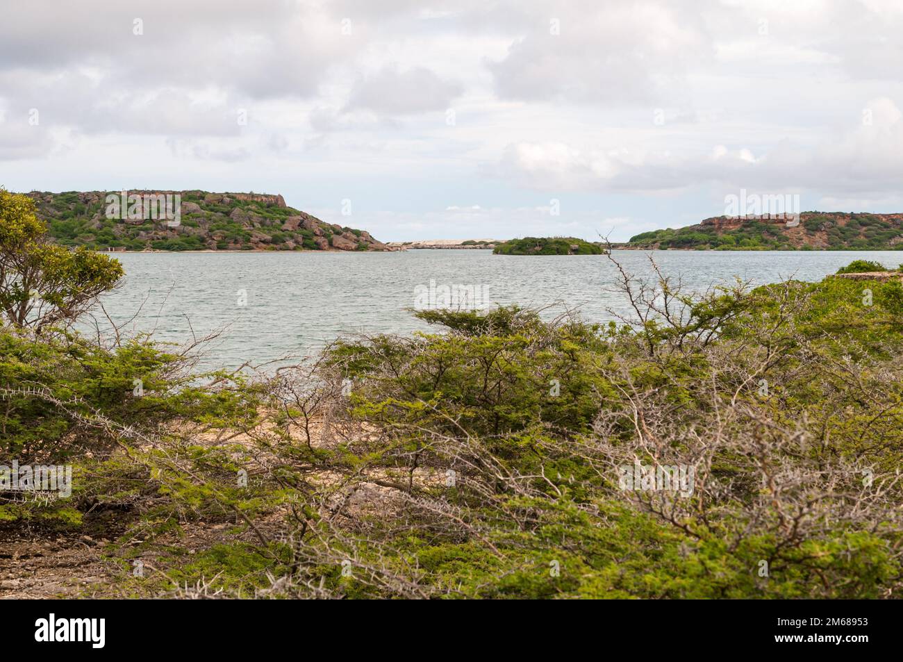 Wide angle view of the St. Joris Bay on the caribbean island Curacao ...