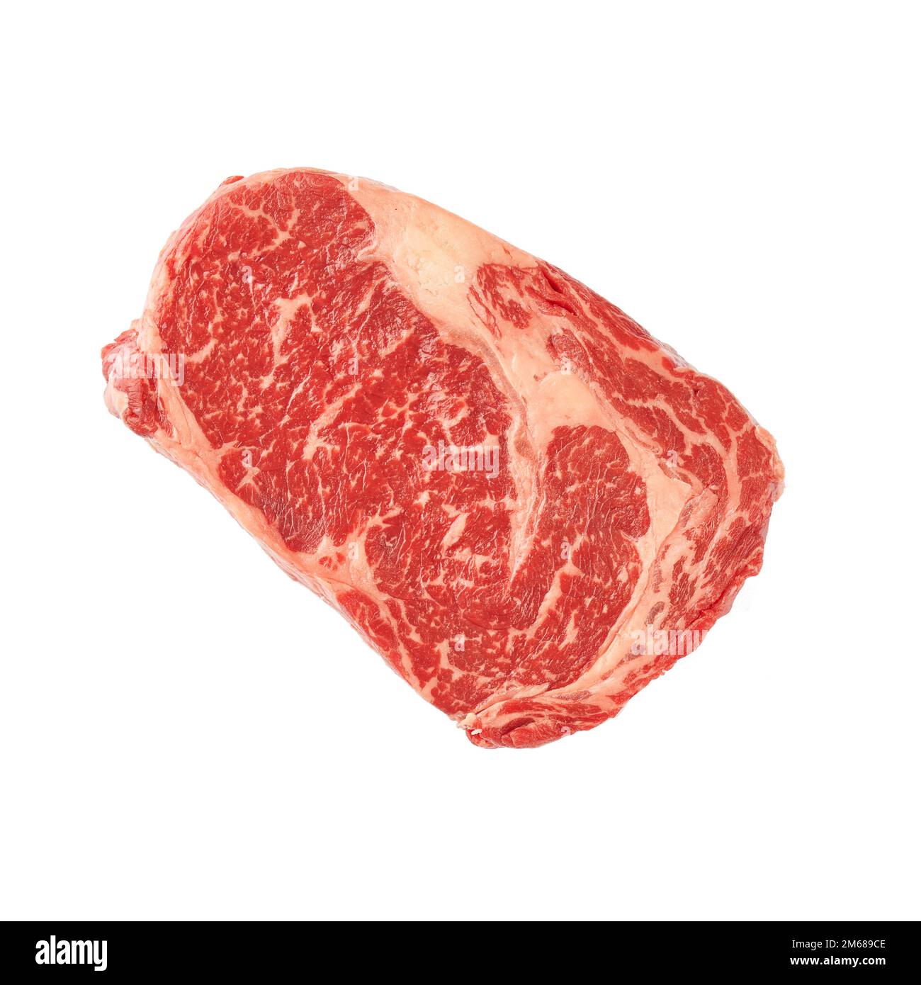 Raw top blade beef steak isolated on white background, marbled whole ...