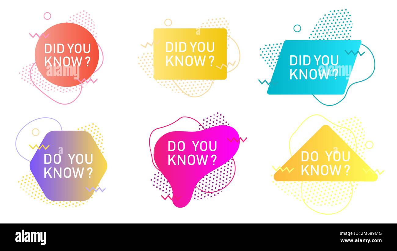 Did you know quotes or interesting facts label, banner set, vector ...