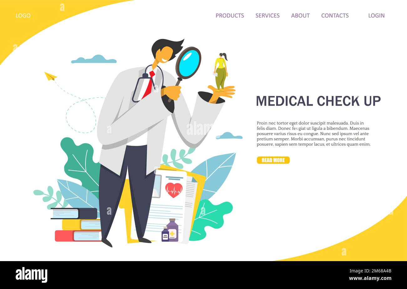 Medical check up vector website template, web page and landing page ...