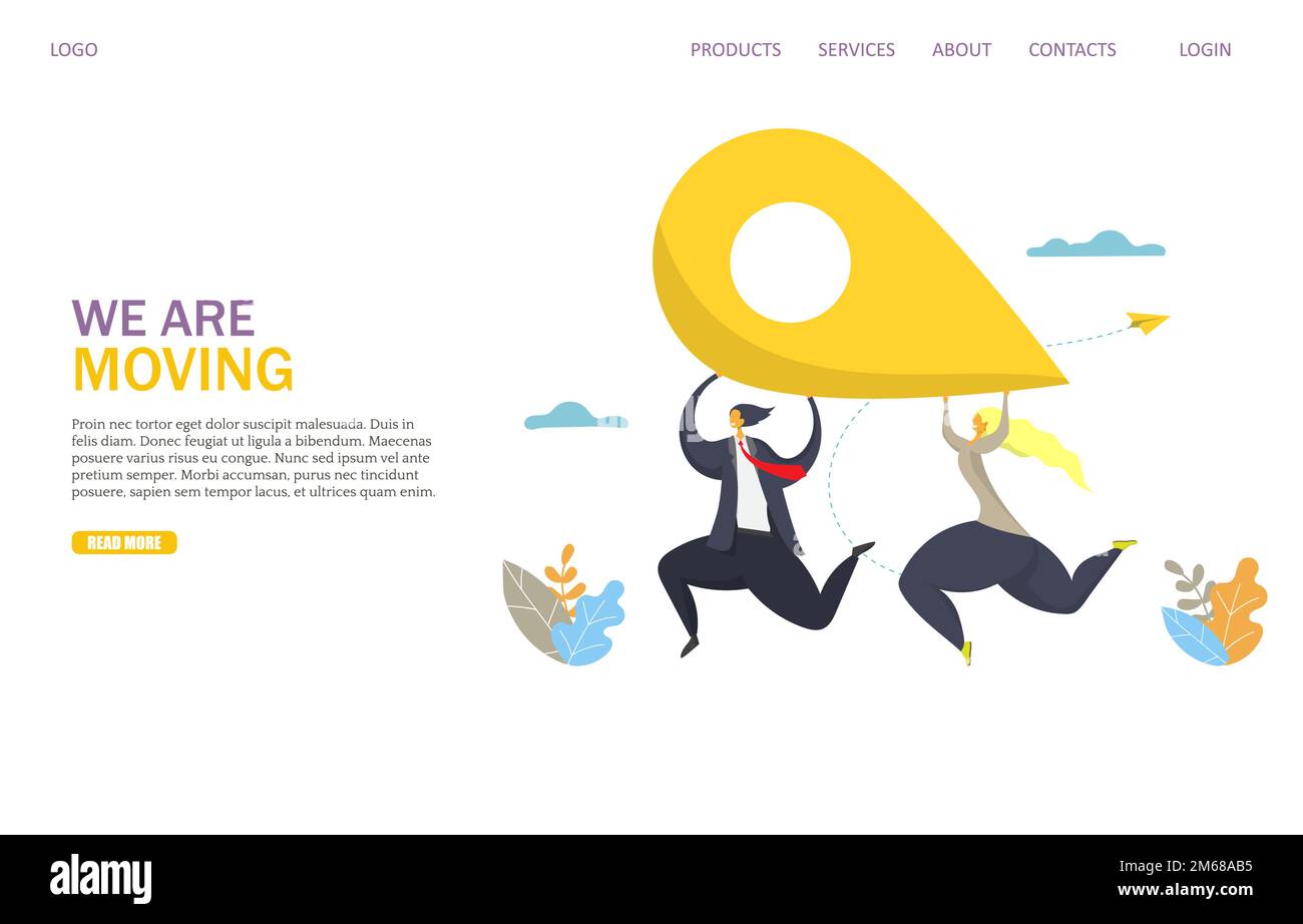 We are moving vector website template, web page and landing page design ...
