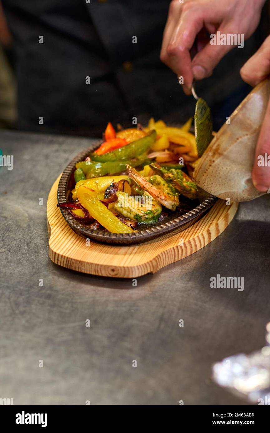 Traditional mexican beef fajitas also called alambre Stock Photo - Alamy