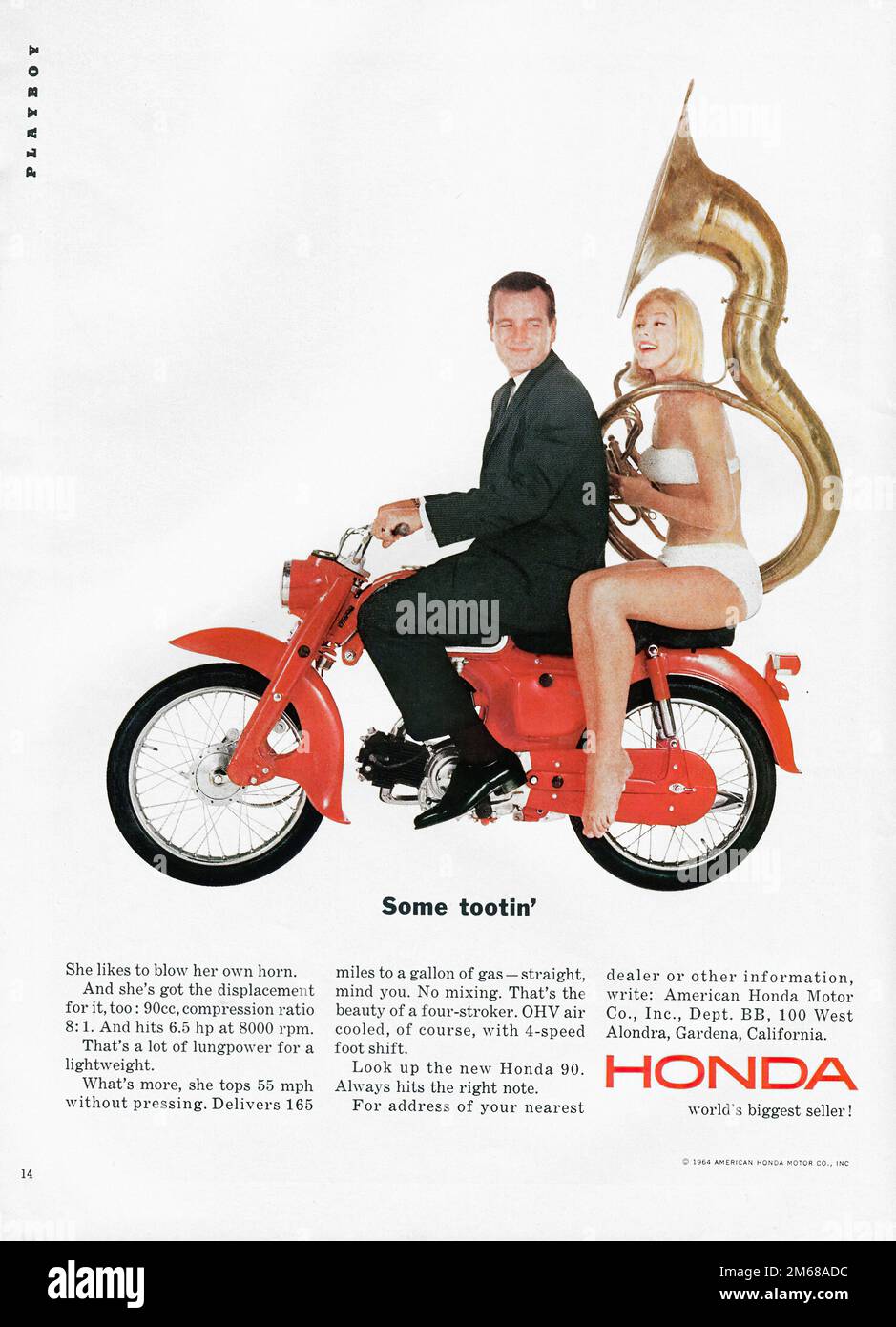 1964 Honda 90 Vintage Advertising - Playboy April 1964 Stock Photo - Alamy