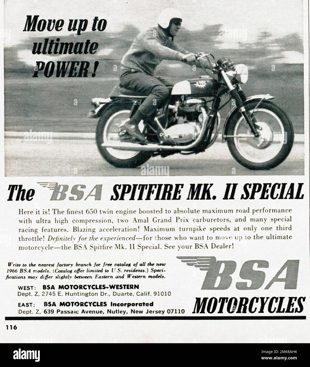 1966 BSA Spitfire Mk II Special Motorcycle Vintage Advertising - Hot ...