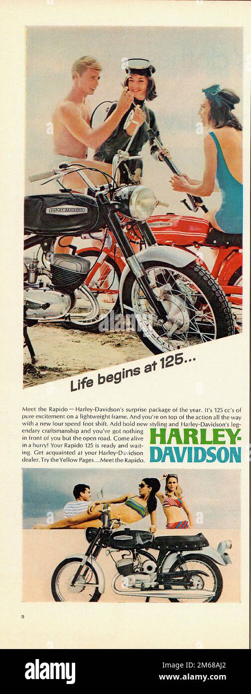 1967 Harley-Davidson Rapido Vintage Advertising - Life Magazine July 28 ...