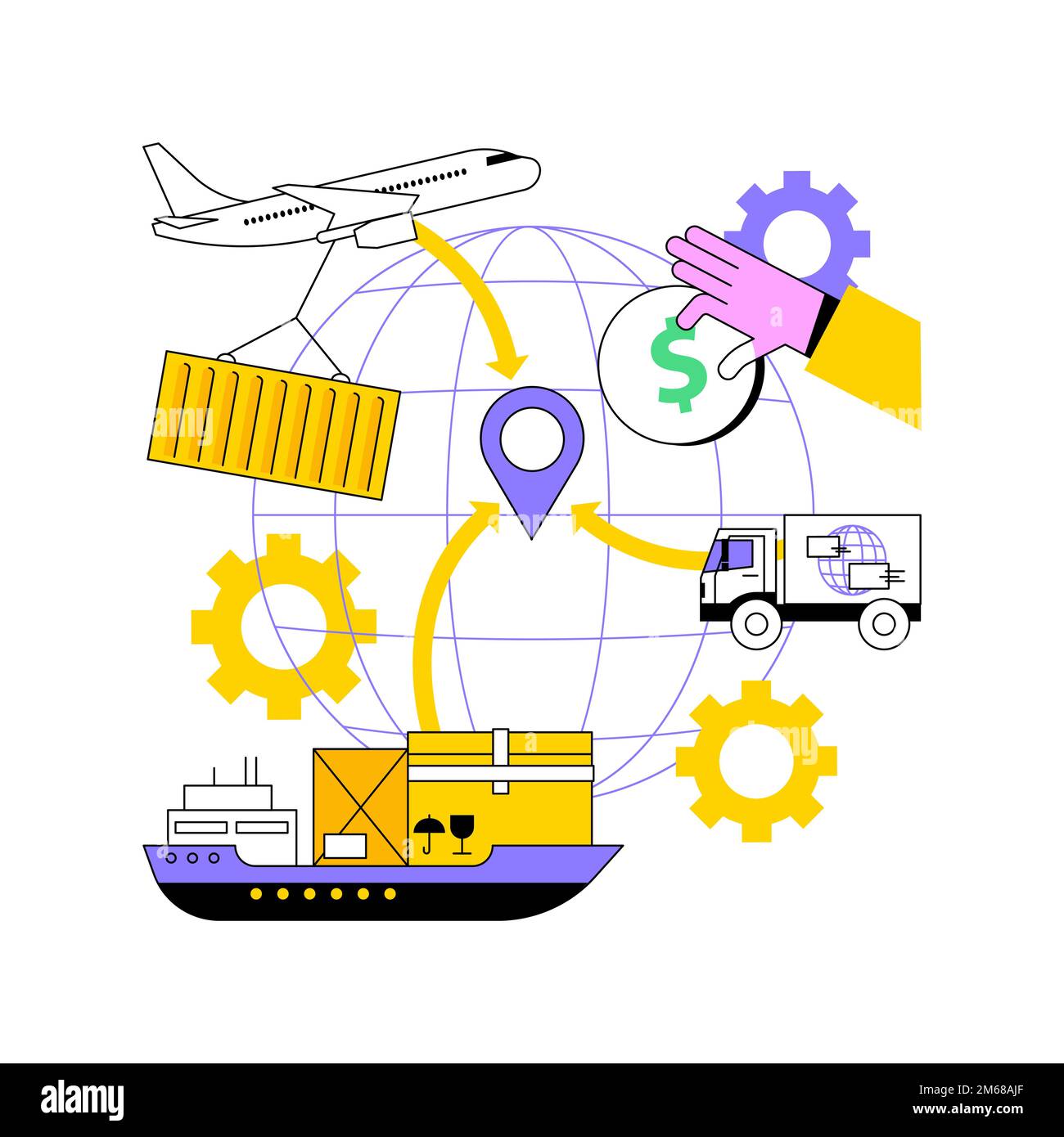 Import of goods and services abstract concept vector illustration ...