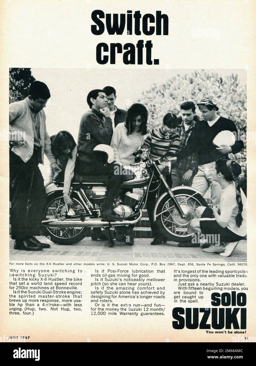 1967 Suzuki Motorcycle Advertising Hot Rod Magazine June 1967 Stock ...