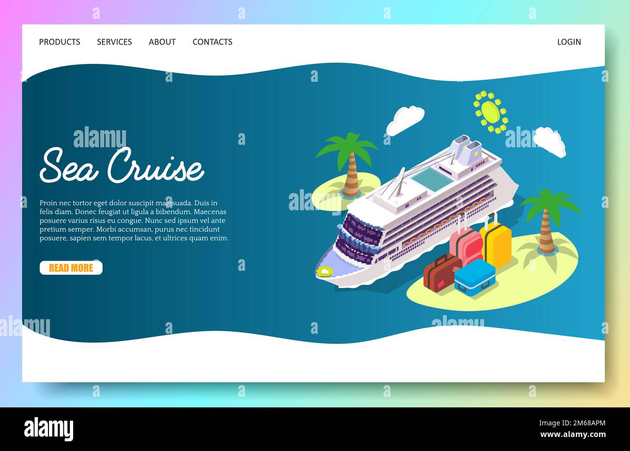 Sea cruise vector website landing page design template Stock Vector ...