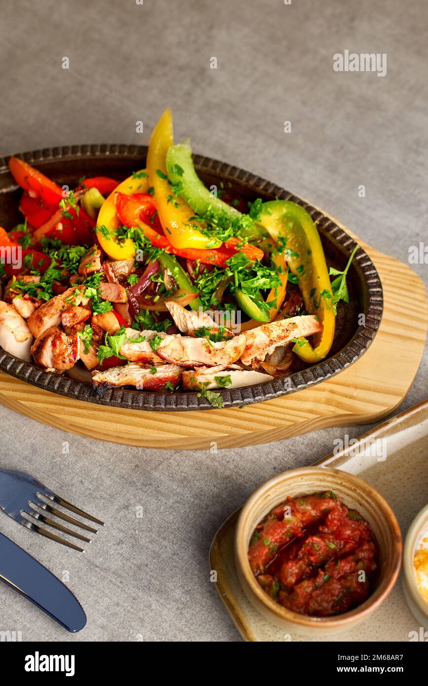 Traditional mexican beef fajitas also called alambre Stock Photo - Alamy