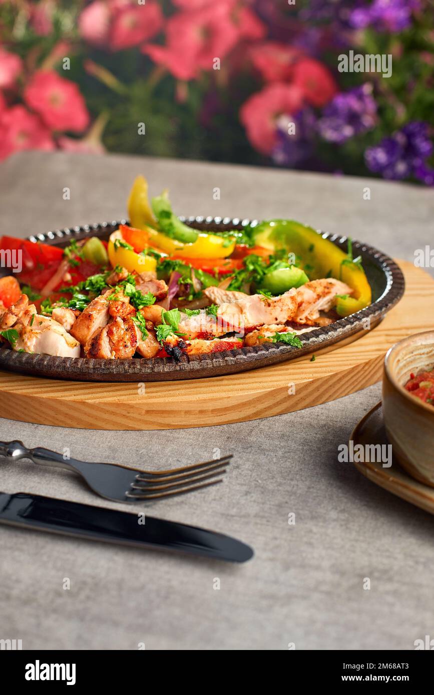 Traditional mexican beef fajitas also called alambre Stock Photo - Alamy
