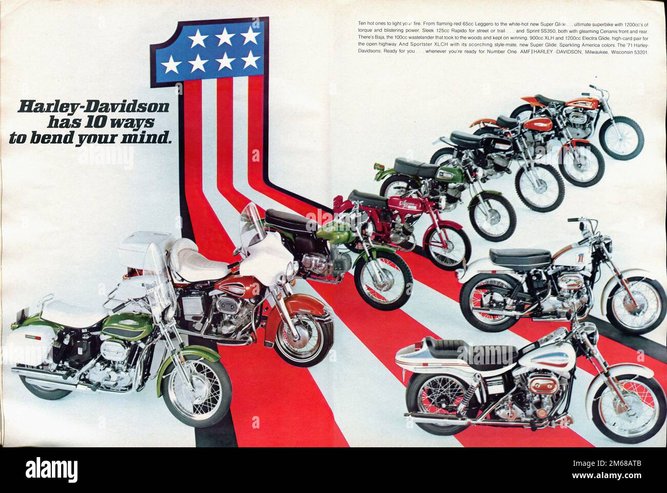 1970 Harley-Davidson Vintage Advertising - Hot Rod October 1970 Stock ...