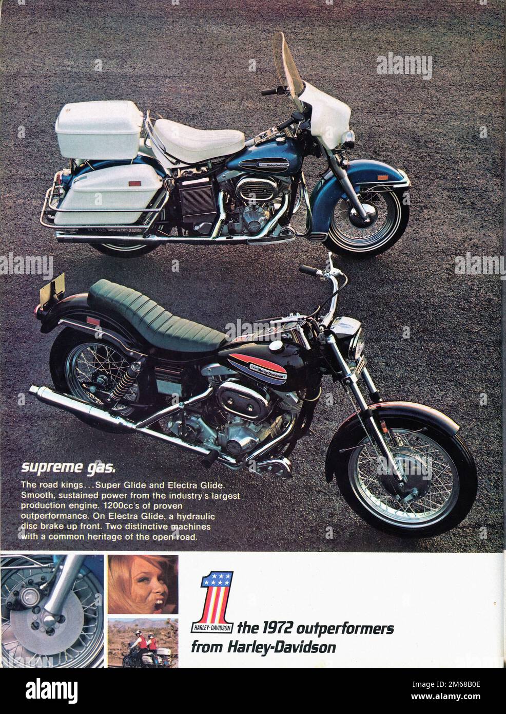 1972 Harley Davidson Super Glide and Electra Glide Vintage Advertising ...