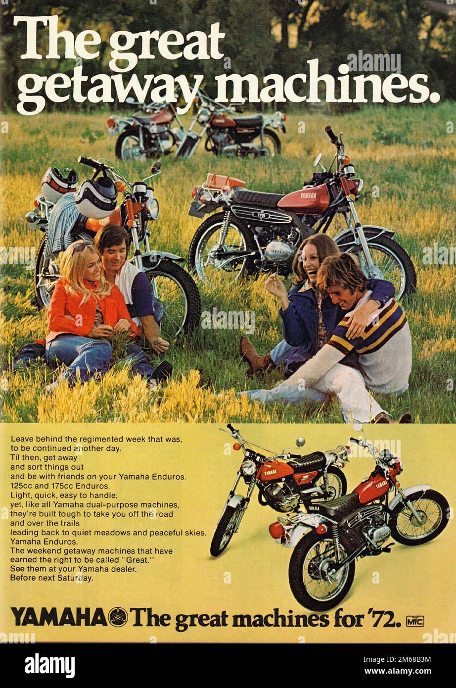 1972 Yamaha Motorcycle Vintage Advertising - Playboy September 1972 ...