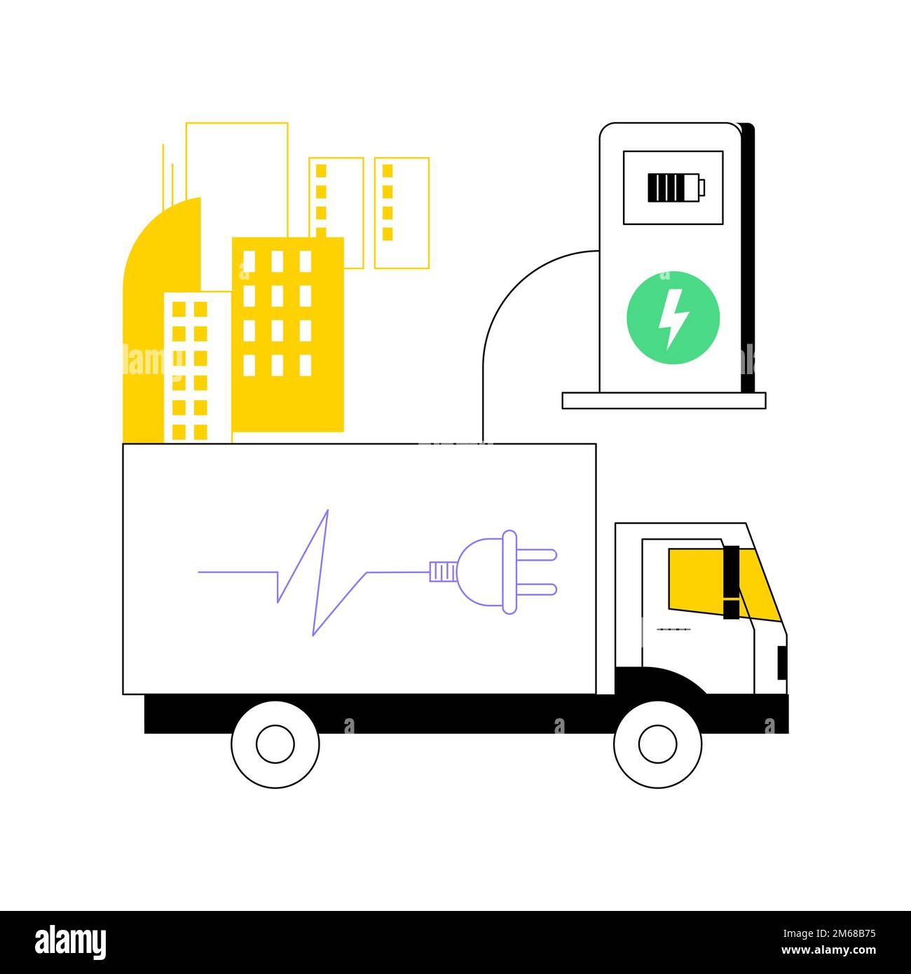 Electric trucks abstract concept vector illustration. Eco-friendly logistics, modern ...