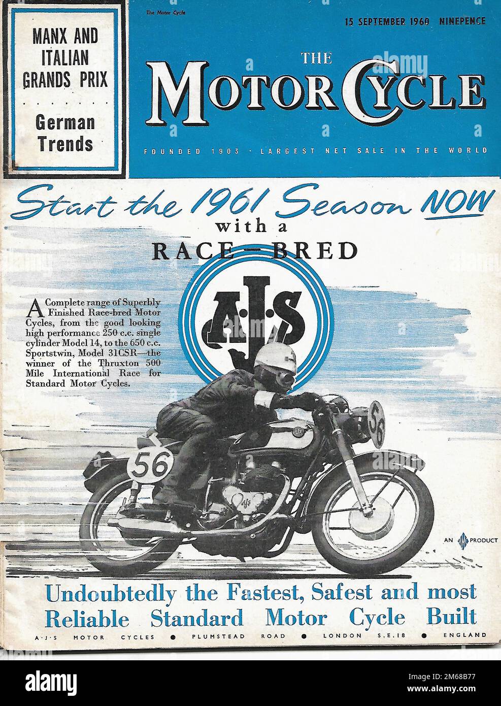 AJS - Vintage Motorcycle Advertising - The Motorcycle Magazine Stock ...
