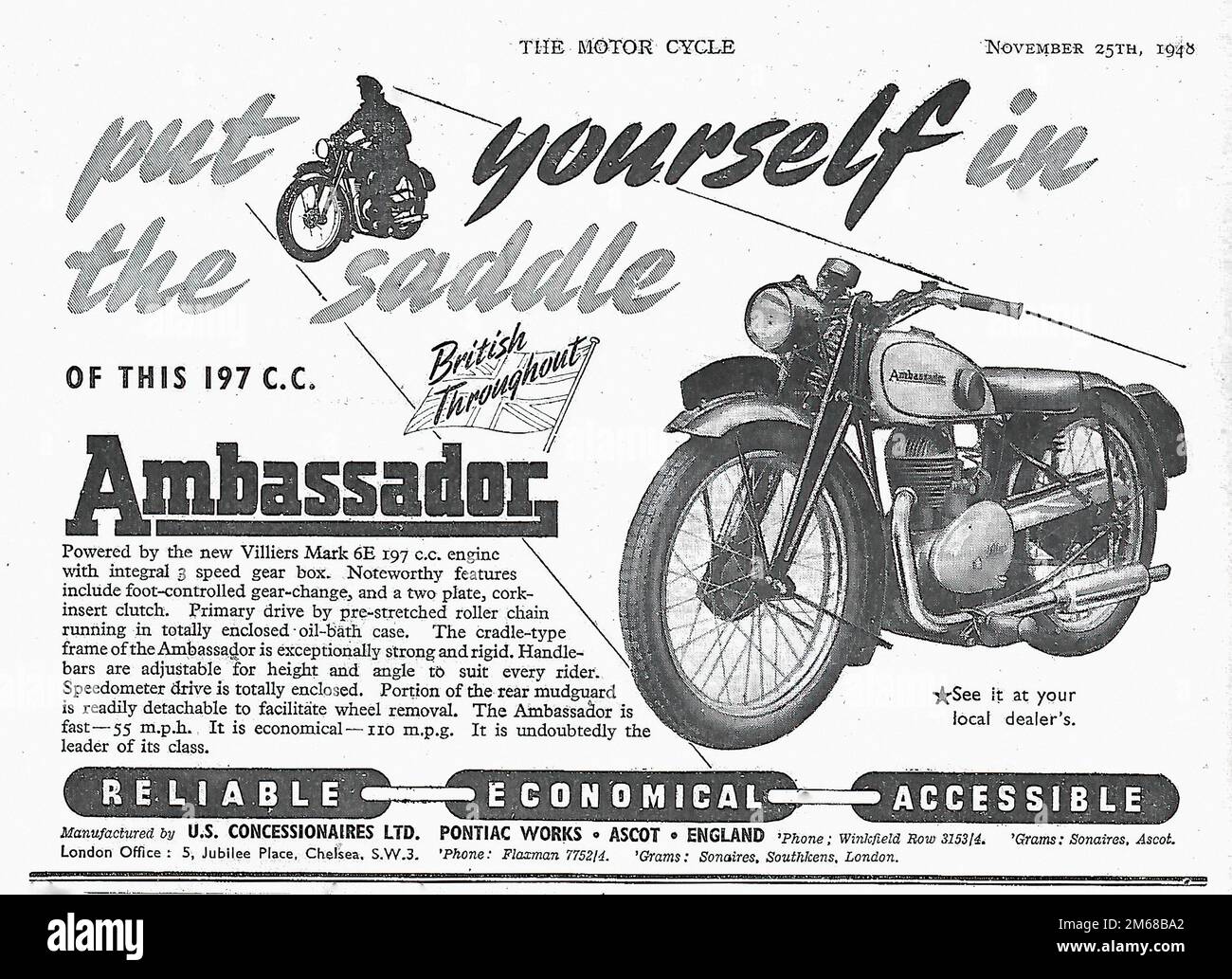 Ambassador - Vintage Motorcycle Advertising Stock Photo - Alamy
