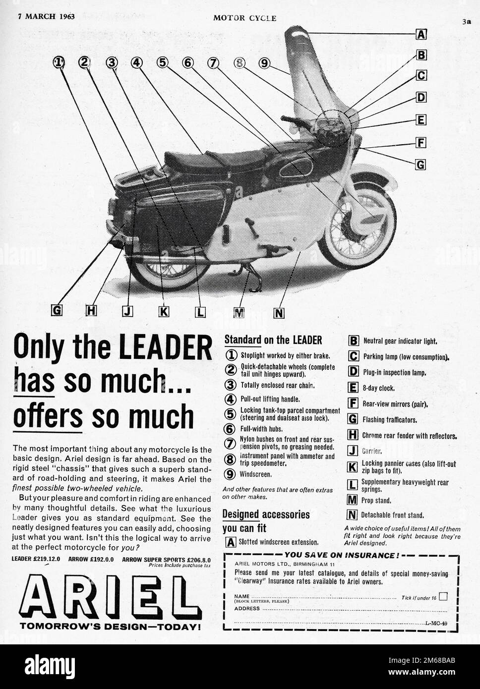 Ariel Leader 1963 Vintage Advertising Stock Photo - Alamy
