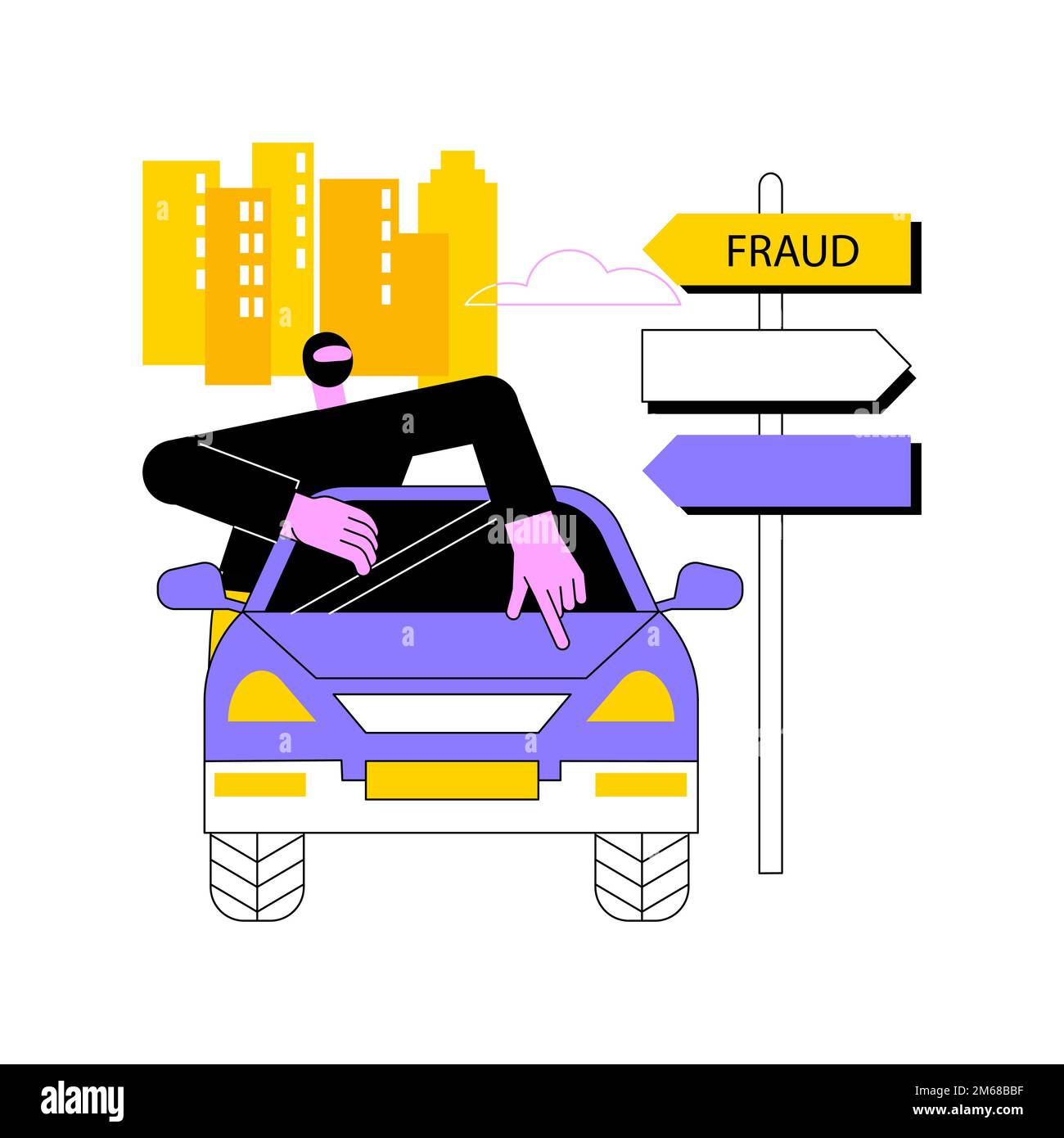 Road fraud abstract concept vector illustration. Road safety, fellow ...