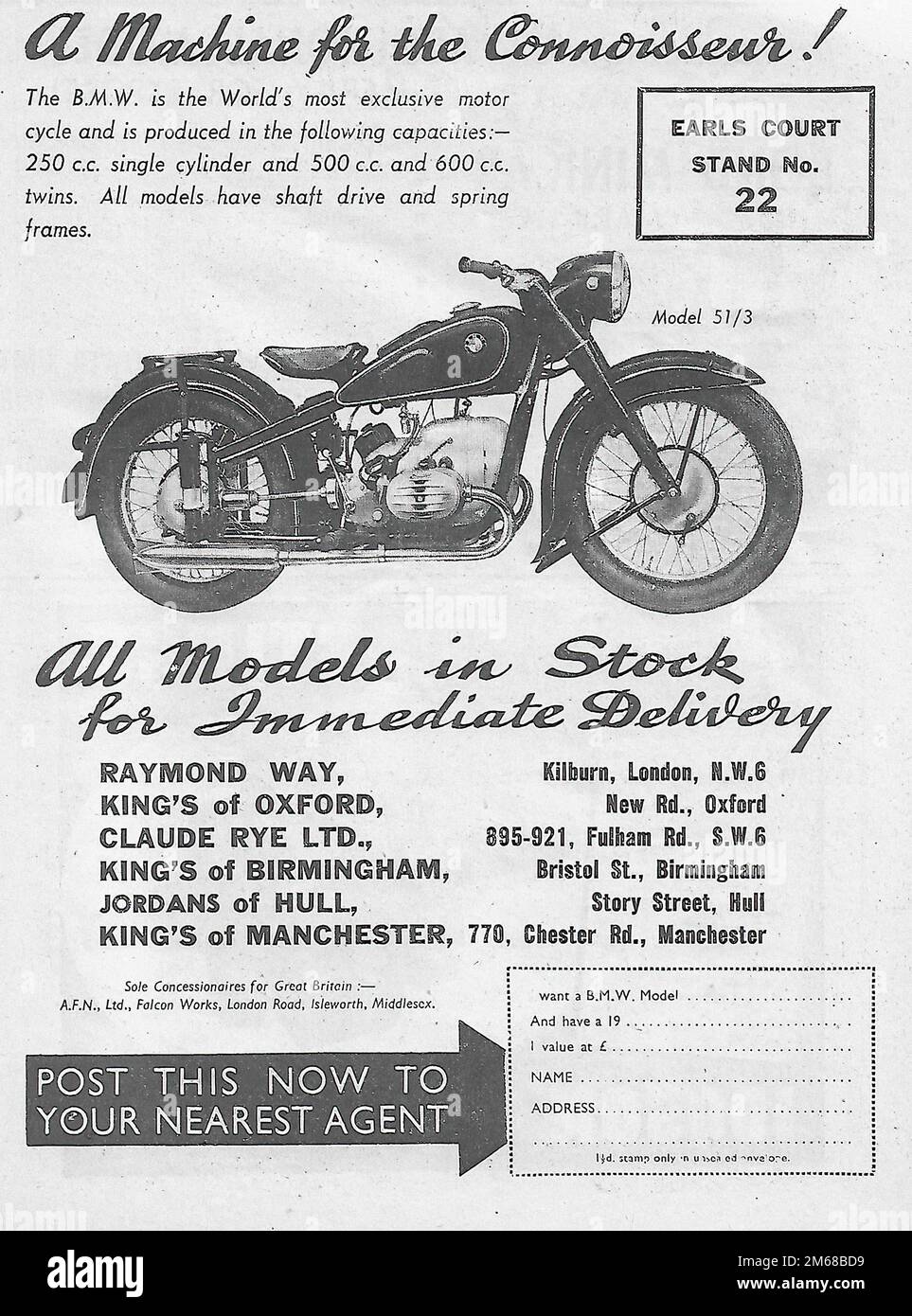 BMW Model 513 - Vintage Motorcycle Advertising Stock Photo - Alamy