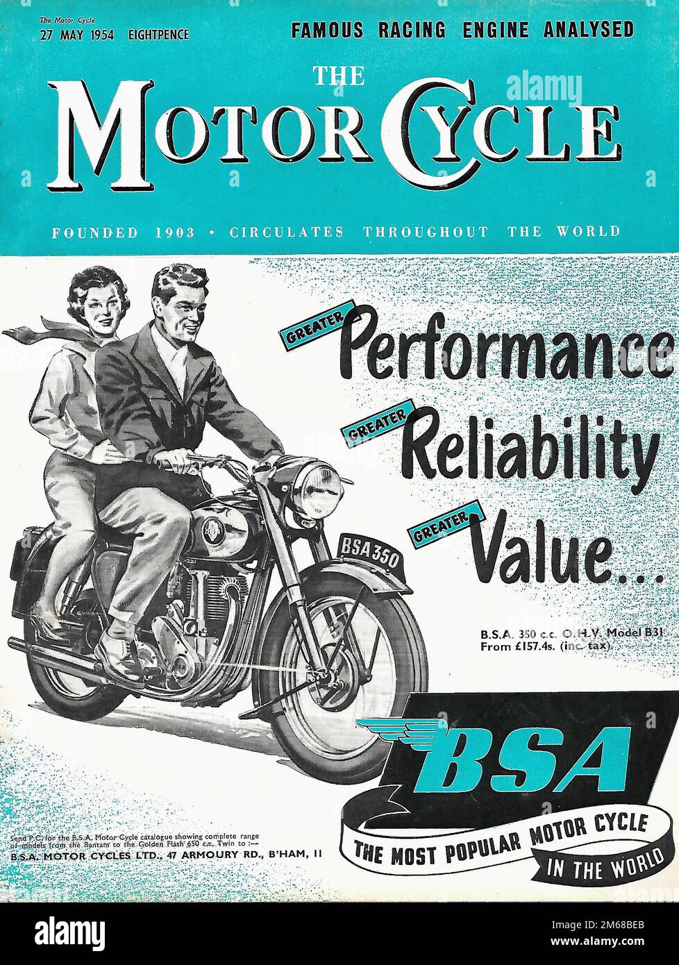 BSA - Vintage Motorcycle Advertising - The Motorcycle Magazine Stock ...